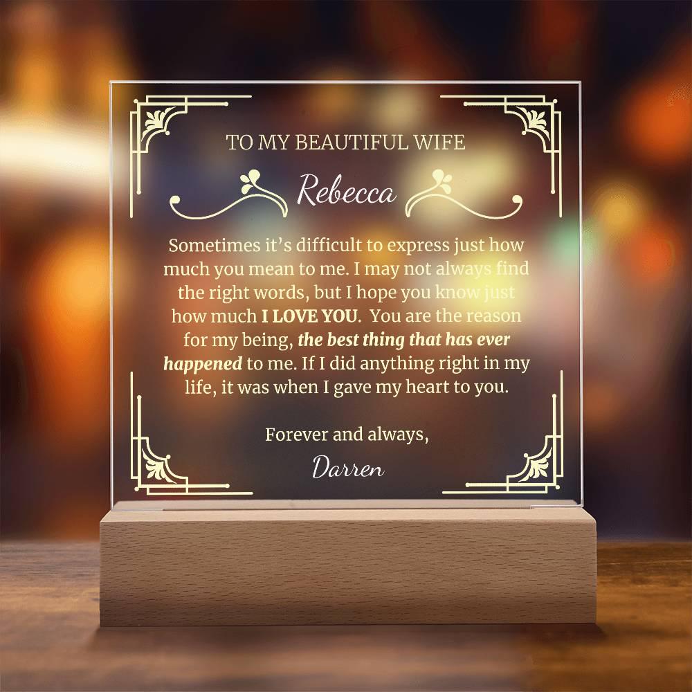 To My Wife Gift, Soulmate Custom LED Lighted Acrylic Personalized ...