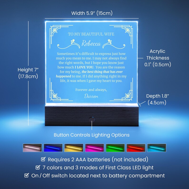 To My Wife Gift, Soulmate Custom LED Lighted Acrylic Personalized ...