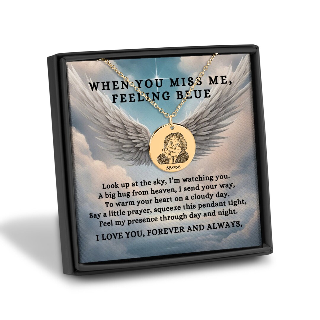 Custom Portrait Laser Photo Memorial Gift, Condolence Dainty Coin ...