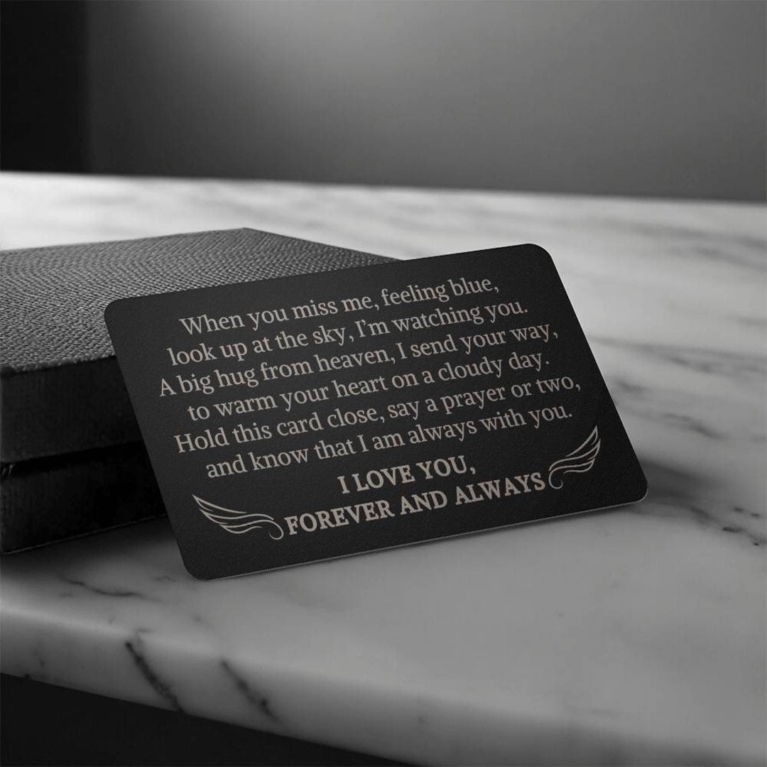 Angel Wings Memorial Poem Engraved Metal Wallet Card, in Loving Memory ...