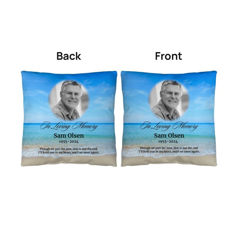 In Loving Memory Blue Ocean Theme Memorial Pillow Custom Photo ...