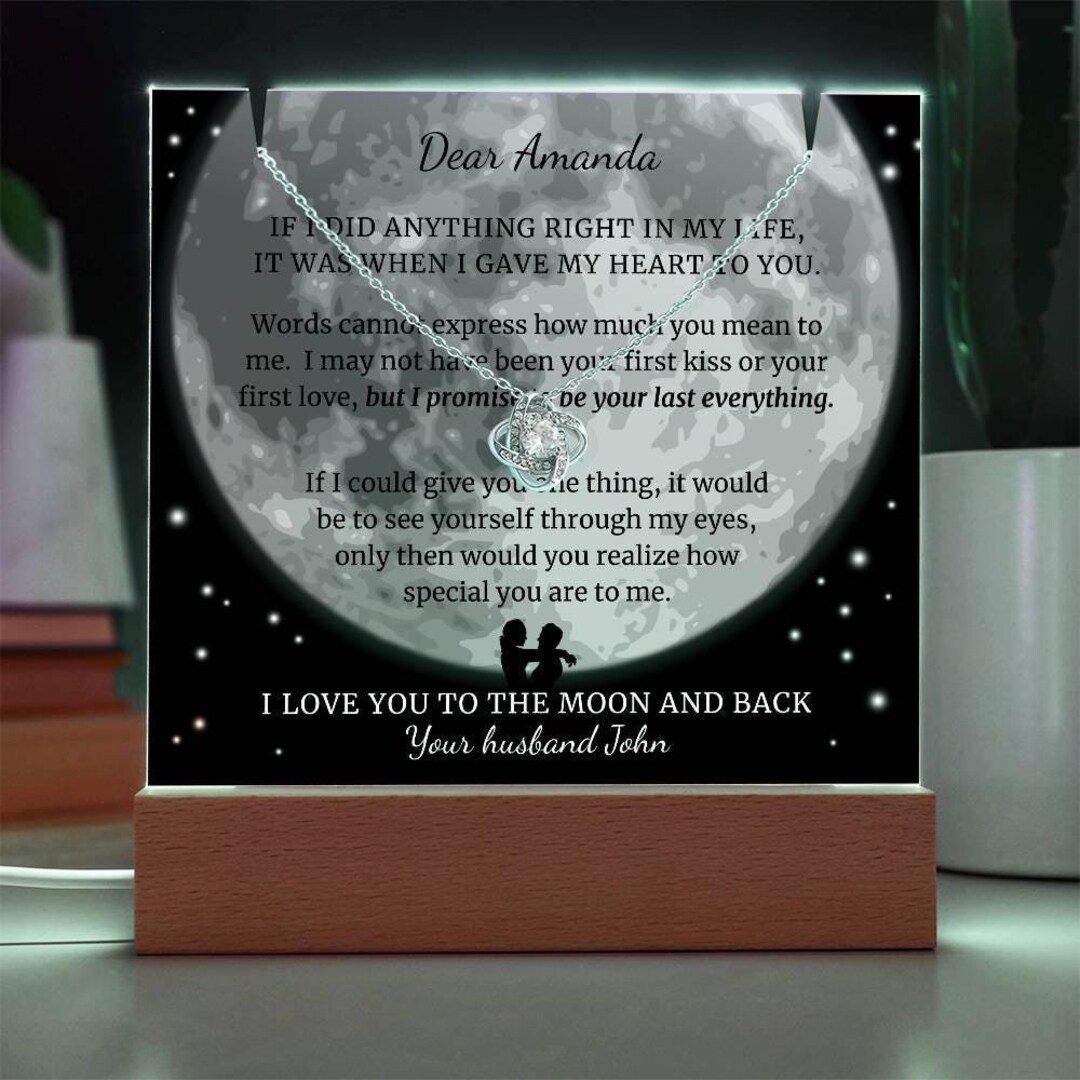 Custom Moon Acrylic Plaque W/ Romantic Message, Personalized Gift for ...