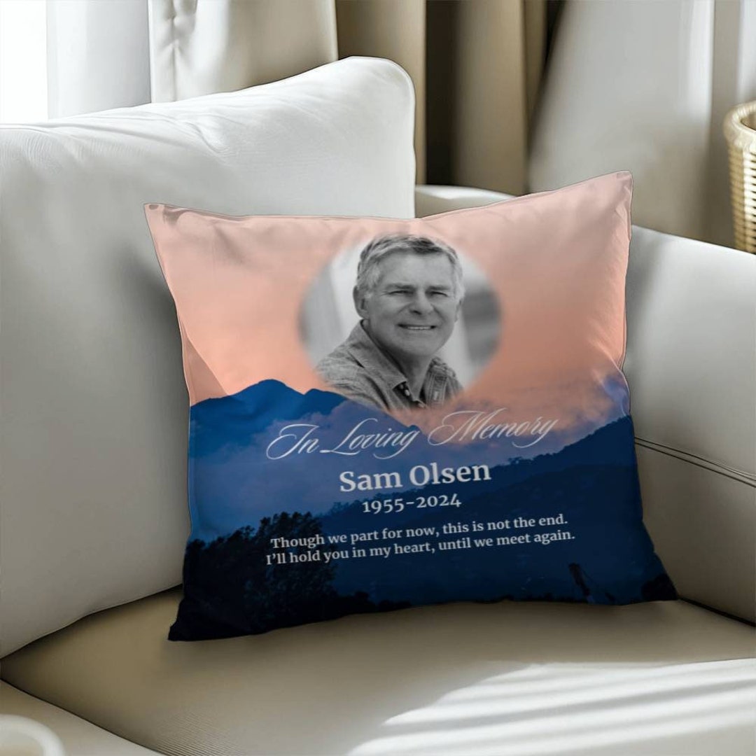 In Loving Memory Mountain Theme Memorial Pillow Custom Photo ...
