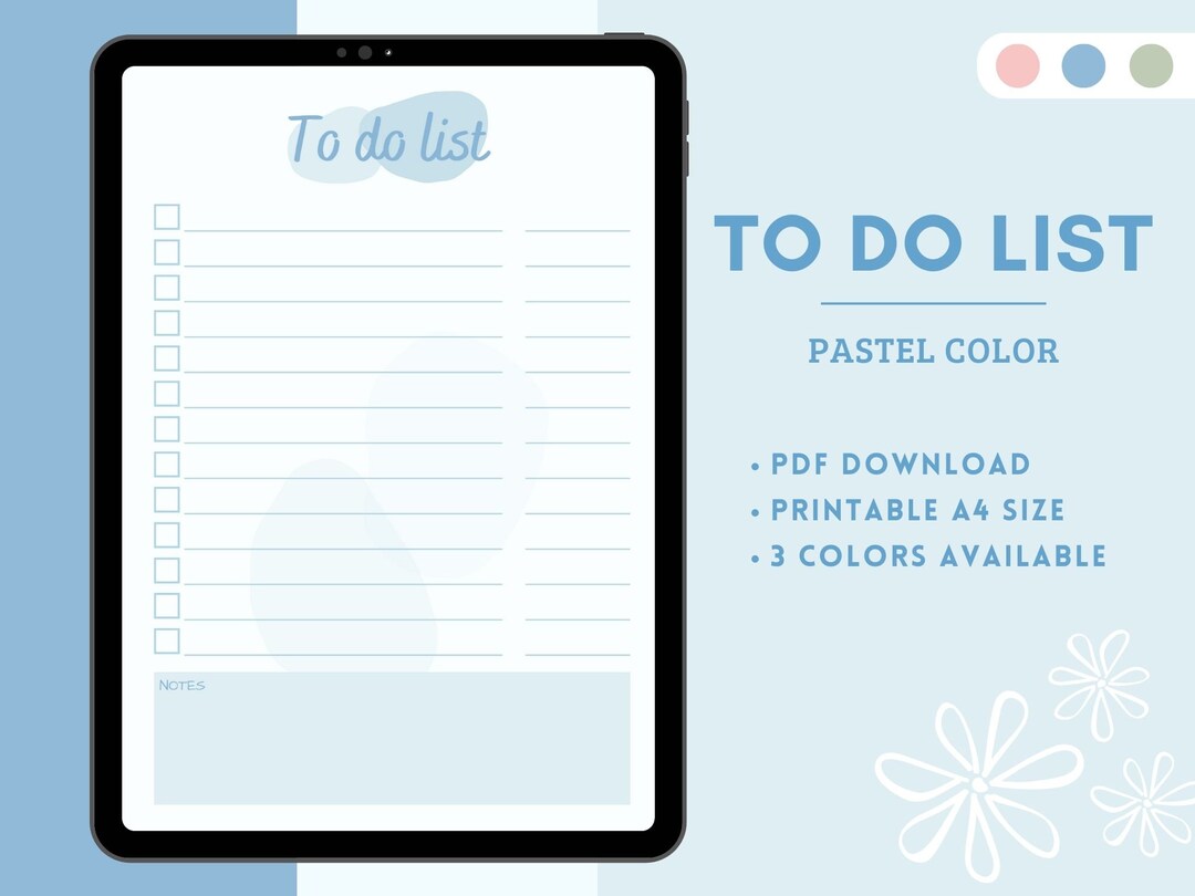 To Do List Printable, Grocery List, Study Planner, Minimal List, Pastel ...