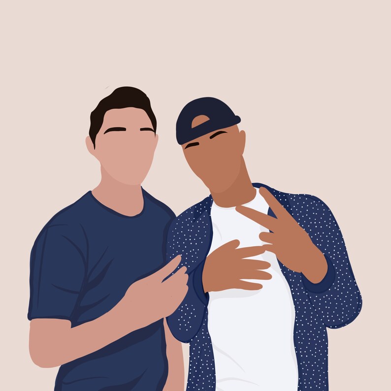 Friends Digital Illustration With Minimal Facial Features - Etsy