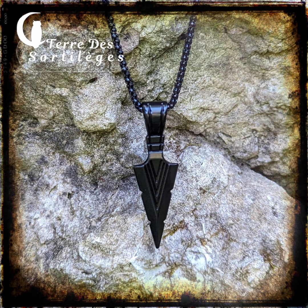 Black Arrow Pendant and Metal Chain Viking Gift Idea Celtic Magic ...