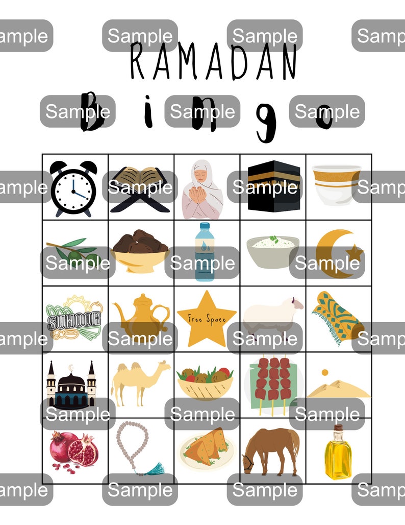 Ramadan Bingo, Ramadan Game, Ramadan Mubarak Game, Ramadan Activity ...