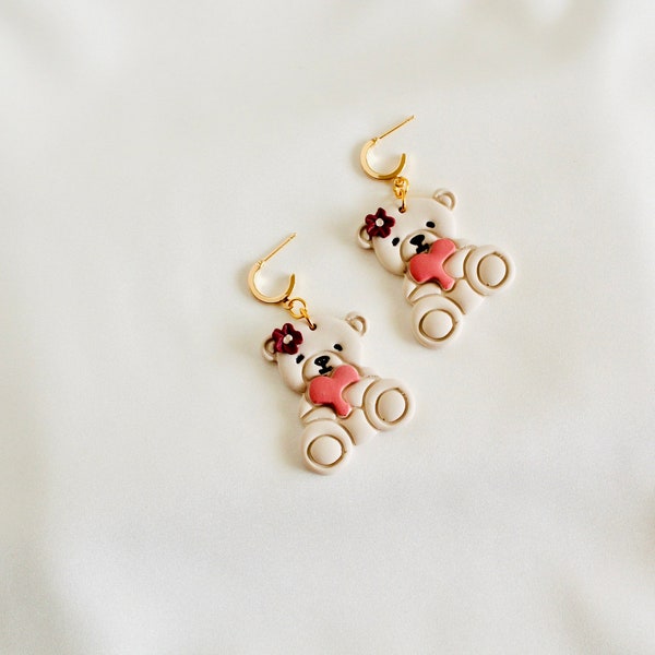 Teddy Bear Valentine Earrings - Etsy