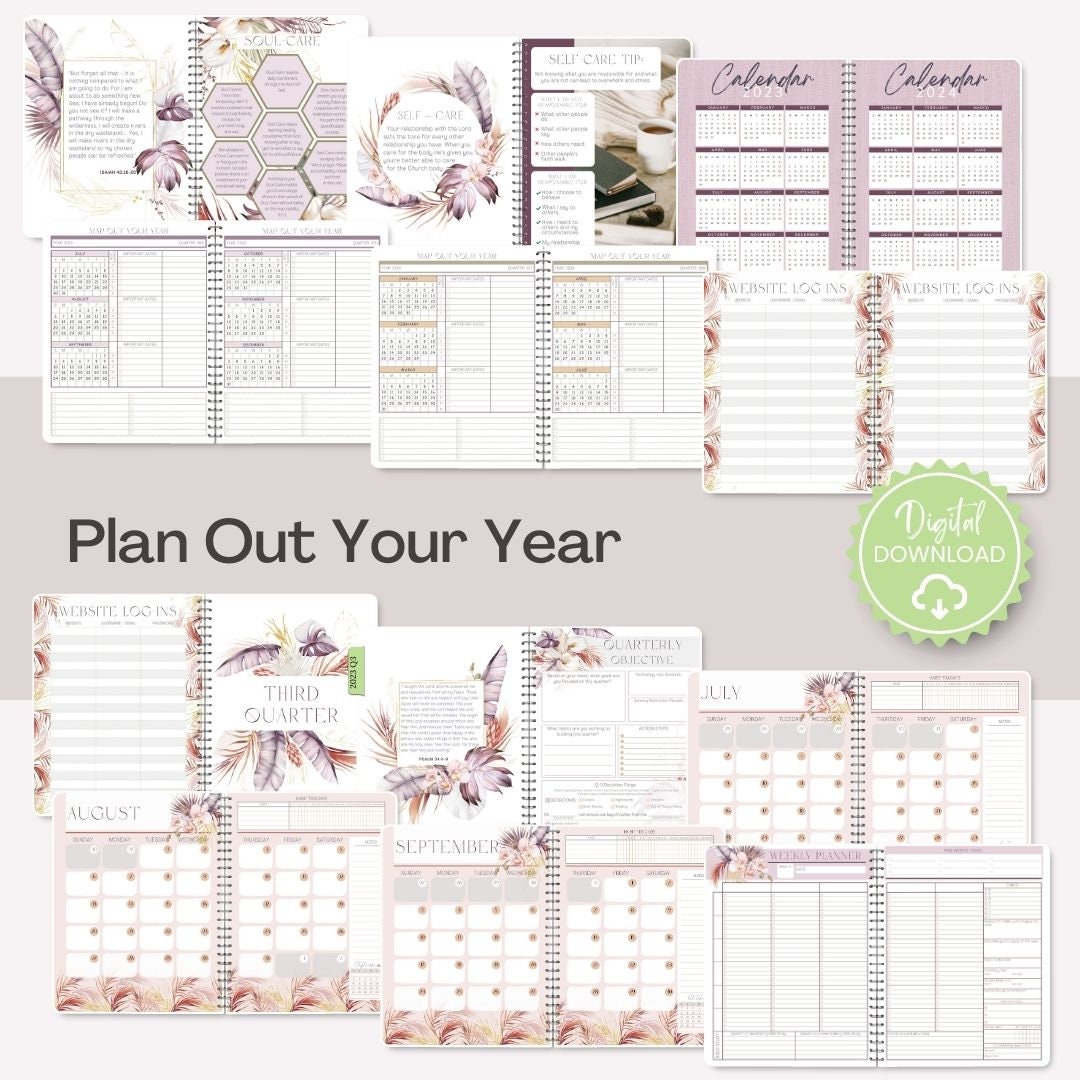 Printable One-year Planner | 2023-2024 Printable Planner | 5-day Weekly ...