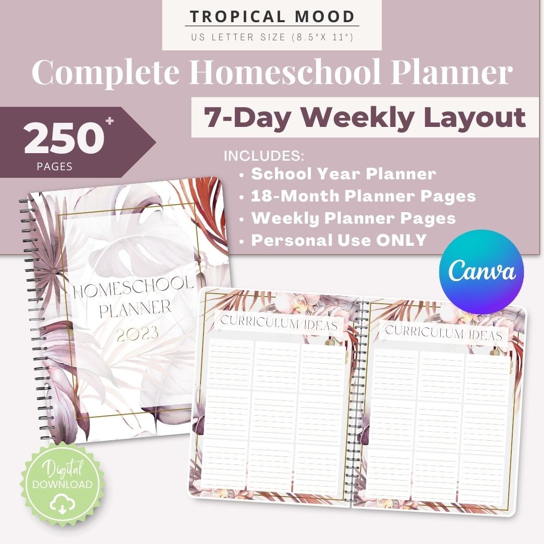 Printable Homeschool Planner | 7-day Weekly Layout | Printable 2023 ...