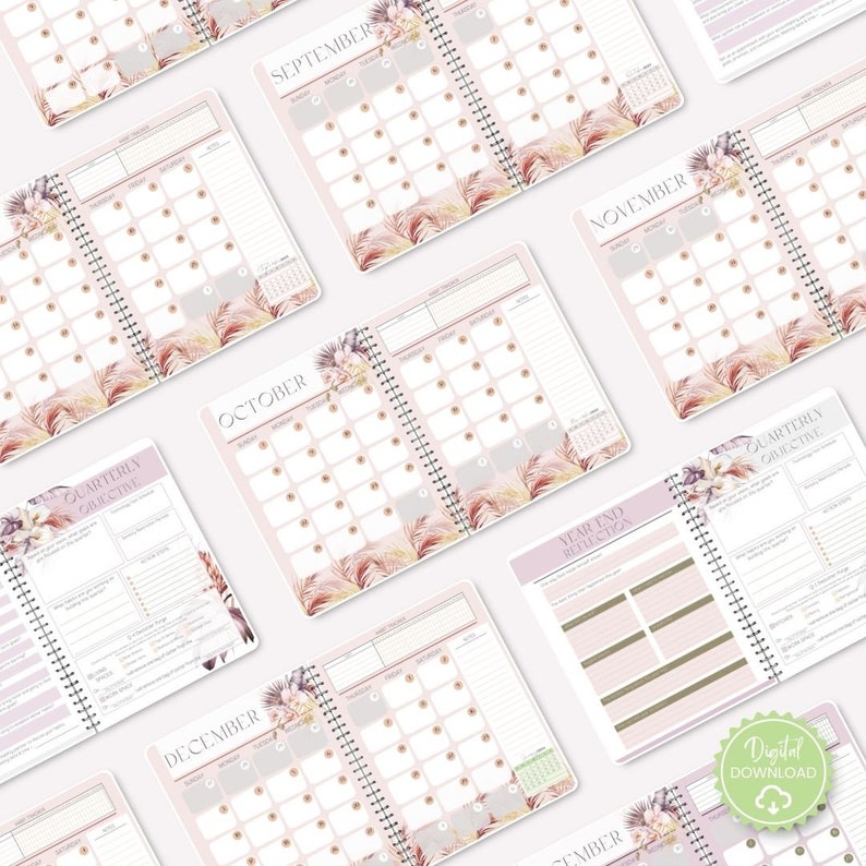 Printable Monthly Planner Pages | 2023-2024 Planner | Floral Design ...