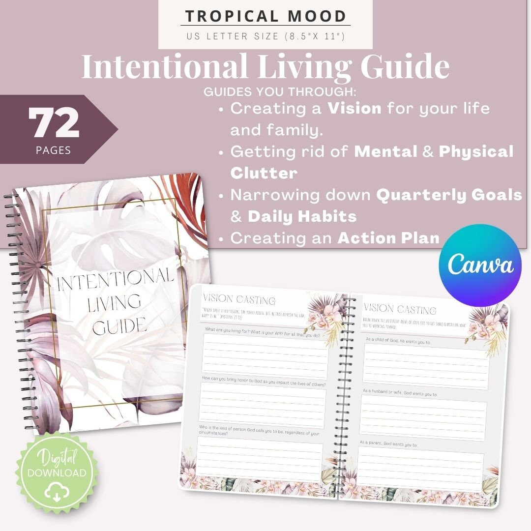Printable Intentional Living Guide | Productivity Guide | Vision Board ...