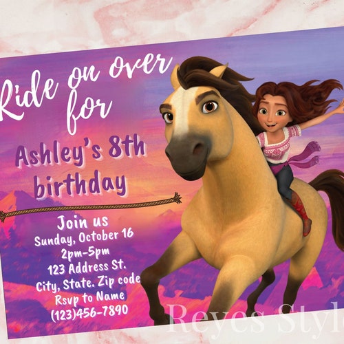 Spirit Riding Free Birthday Invitation Animated Personalized - Etsy