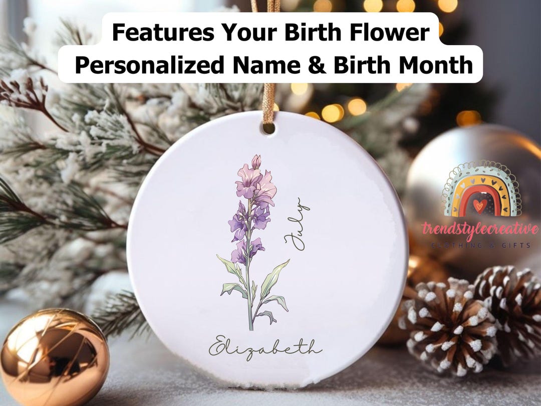 Personalized July Birth Flower Gift Custom July Birth Month Christmas ...
