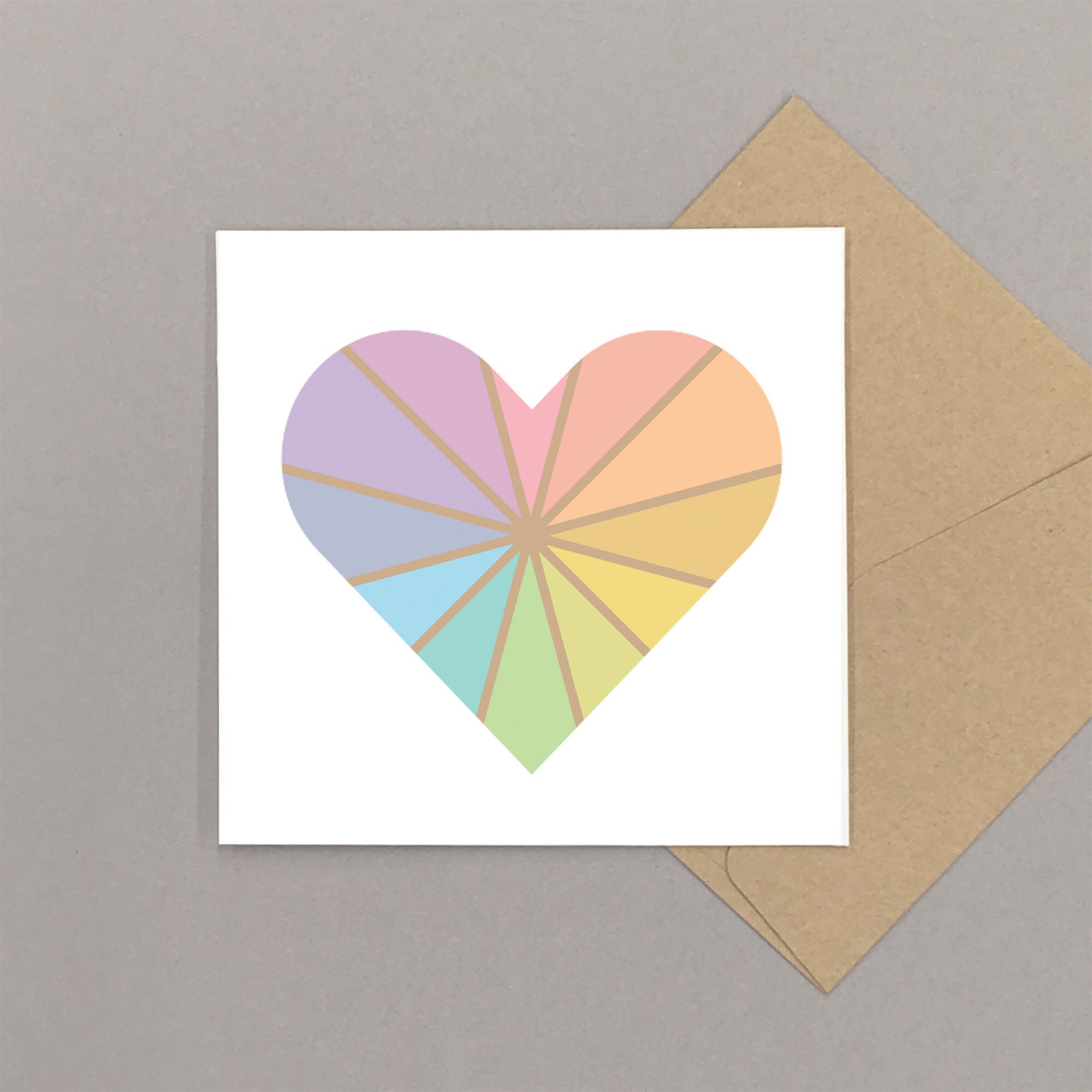Pastel Colour Wheel Heart - Blank Valentine Greetings Card - Etsy