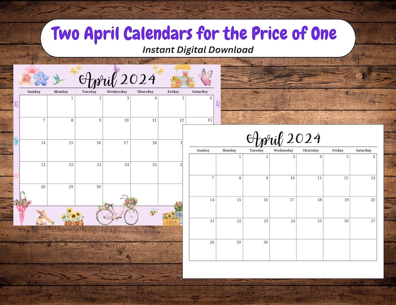 EDITABLE April 2024 Calendar Printable Wall 2024 Calendar Minimalist ...