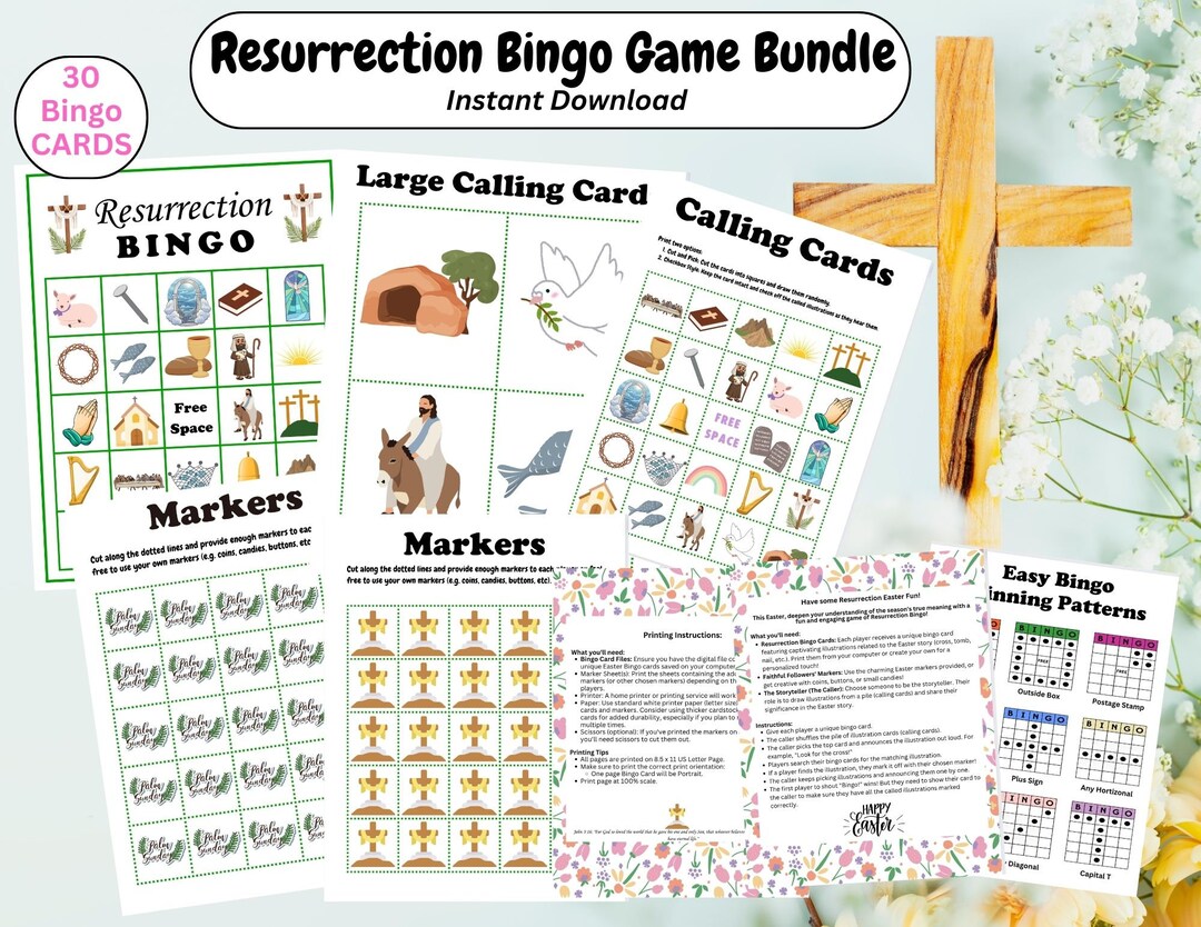 30 Easter Bingo Cards, Resurrection Bingo, Easter Bingo, Bible Bingo ...