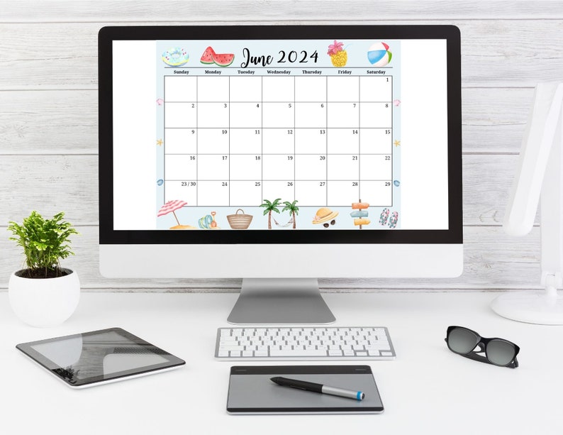 Editable June 2024 Calendar Printable Calendar Wall Decor Organizer ...
