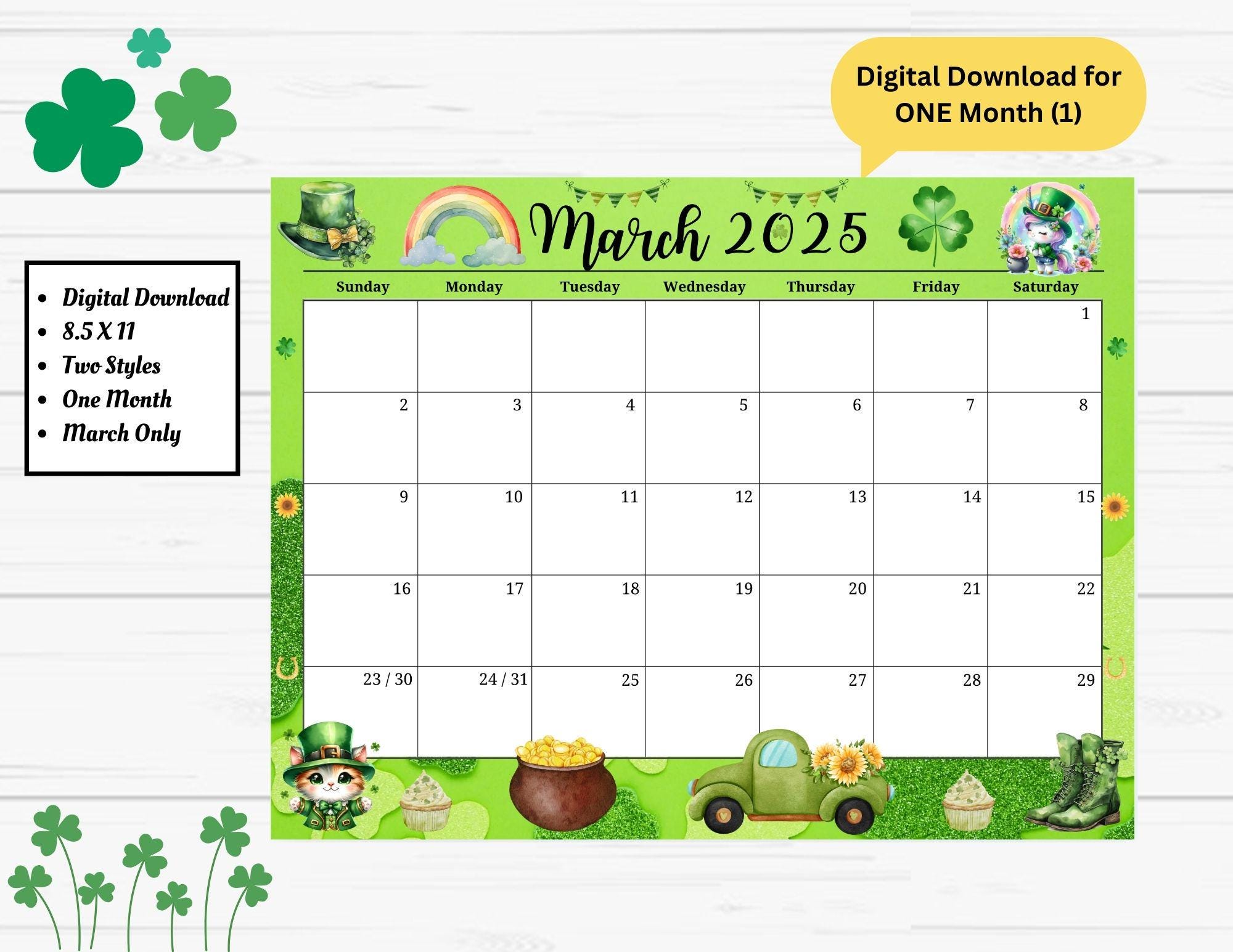 March 2025 Printable Calendar | Minimalist Monthly Planner | Instant ...