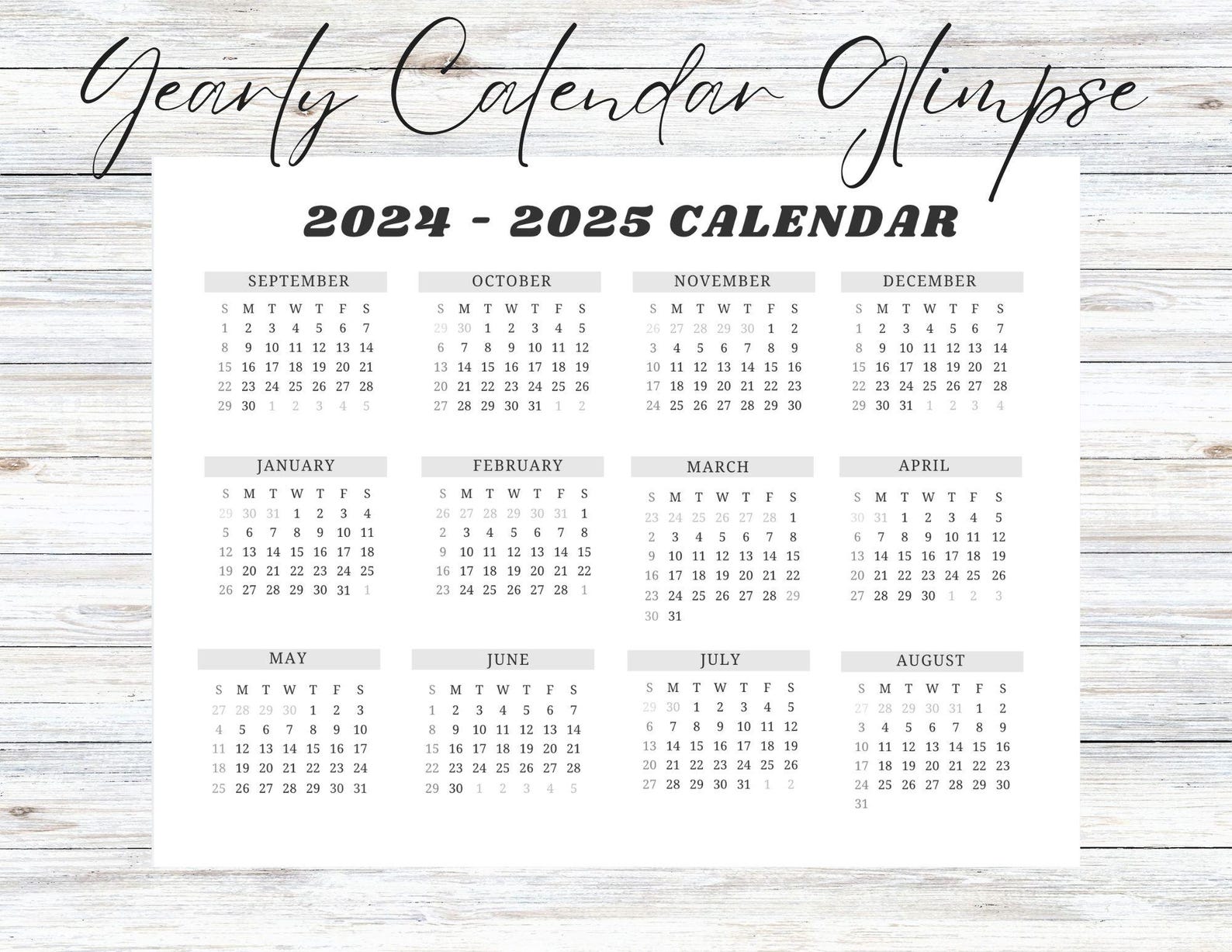 Editable and Printable 2024-2025 Calendar Customizable Monthly Planner ...