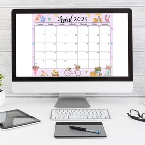 EDITABLE April 2024 Calendar Printable Wall 2024 Calendar Minimalist ...