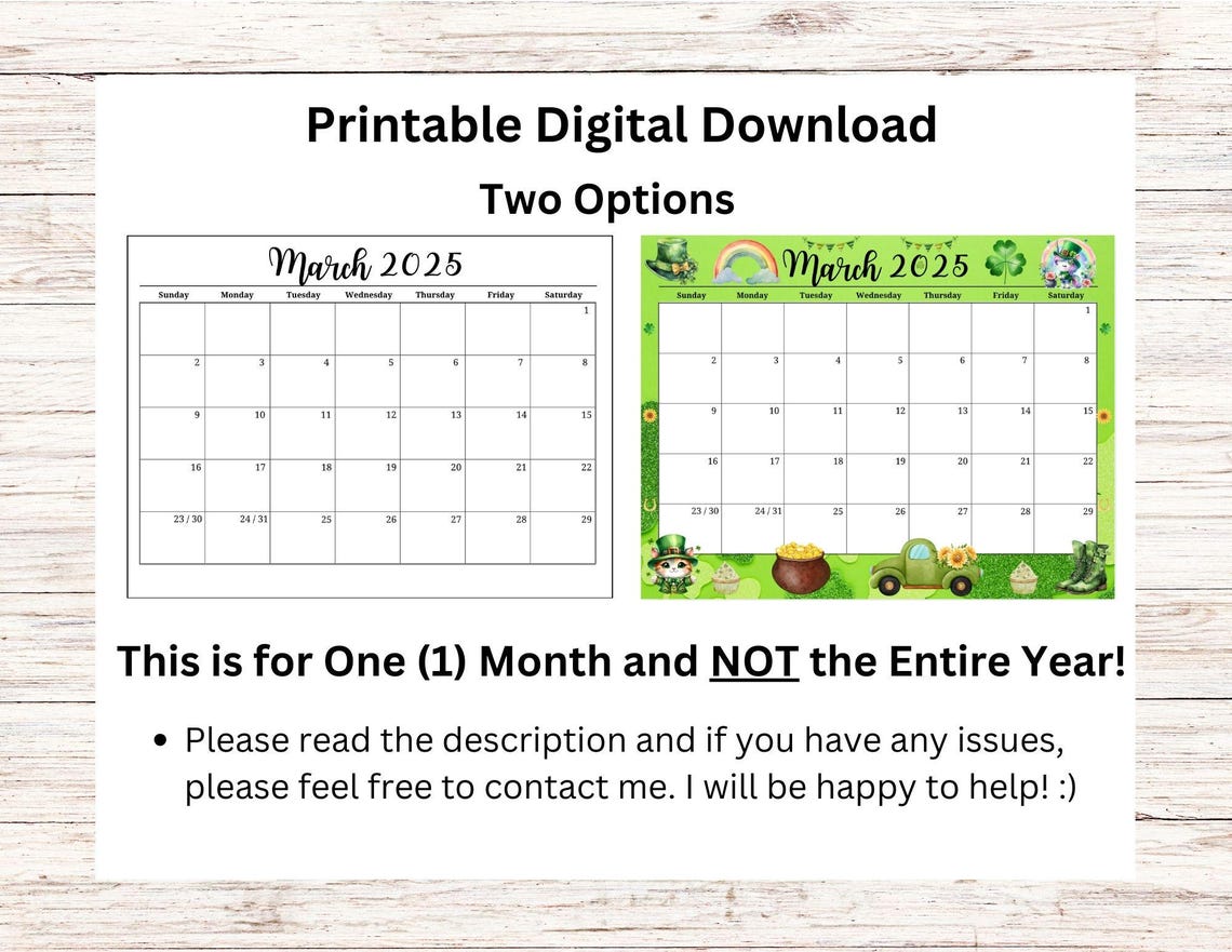 March 2025 Printable Calendar | Minimalist Monthly Planner | Instant ...