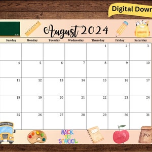 Editable August 2024 Calendar Printable Back-to-school Planner Monthly ...