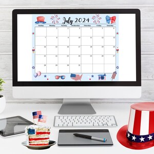 Editable July 2024 Calendar Printable Calendar Wall Decor Organizer ...