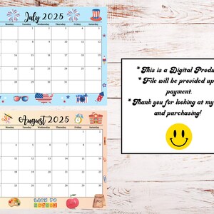 Editable and Printable 2024-2025 Calendar Customizable Monthly Planner ...