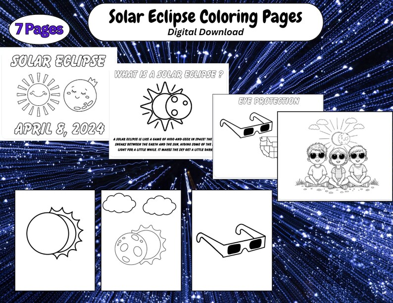 Solar Eclipse Activity Pack for Kids, April Eclipse, Coloring Pages ...