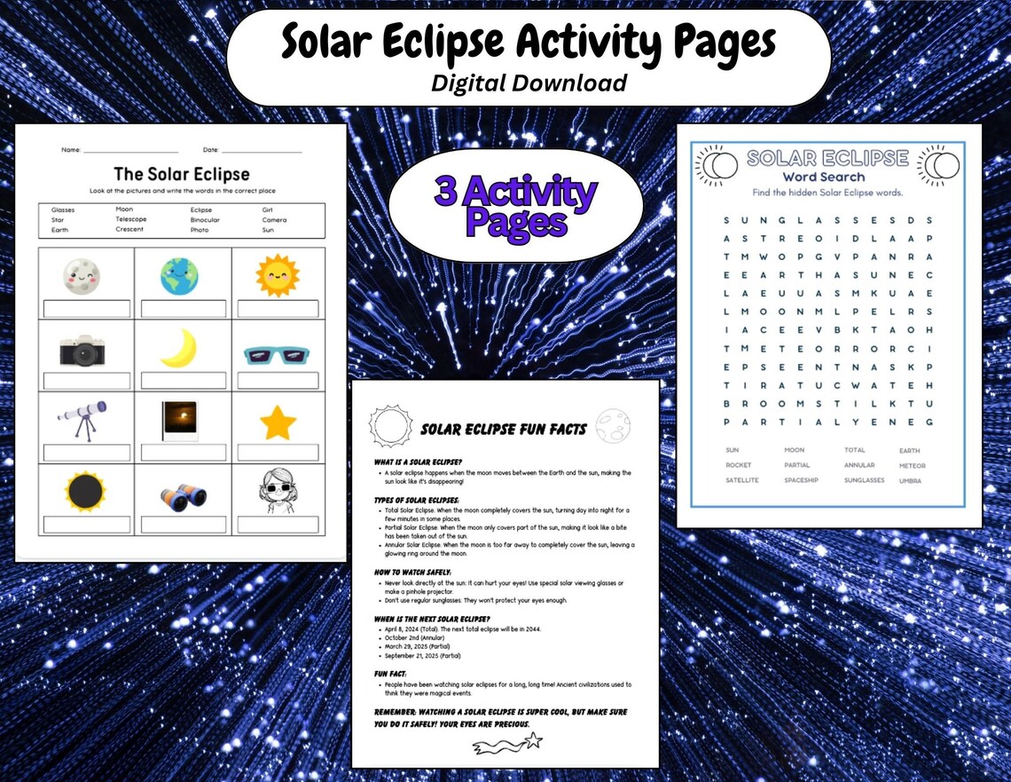 Solar Eclipse Activity Pack for Kids, April Eclipse, Coloring Pages ...