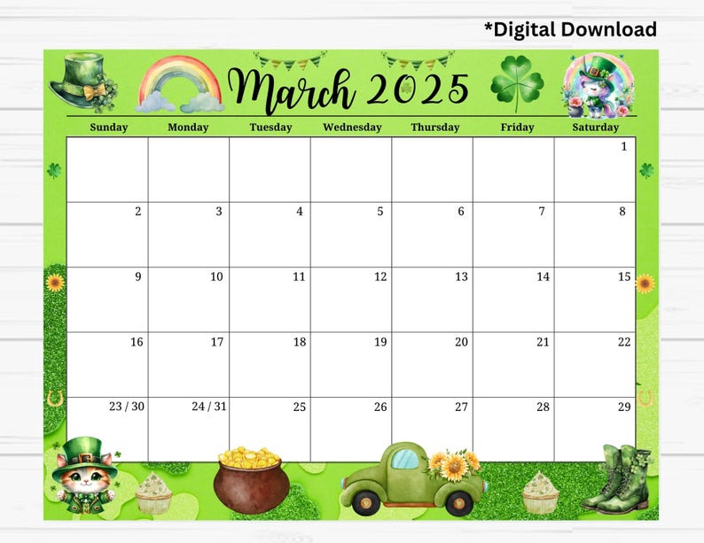 March 2025 Printable Calendar | Minimalist Monthly Planner | Instant ...