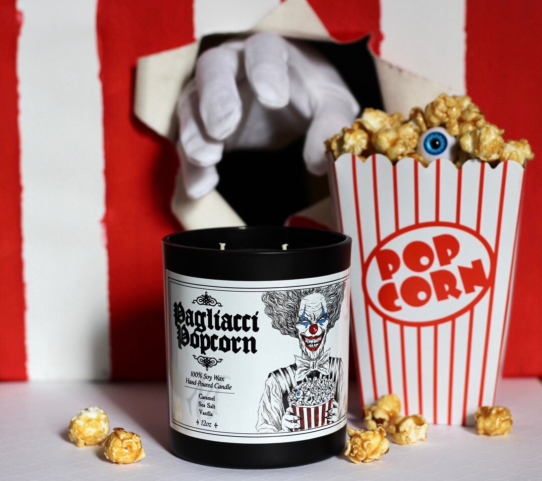 Pagliacci Popcorn | Soy Wax Candle | Clown Candle | Clowns | Horror ...