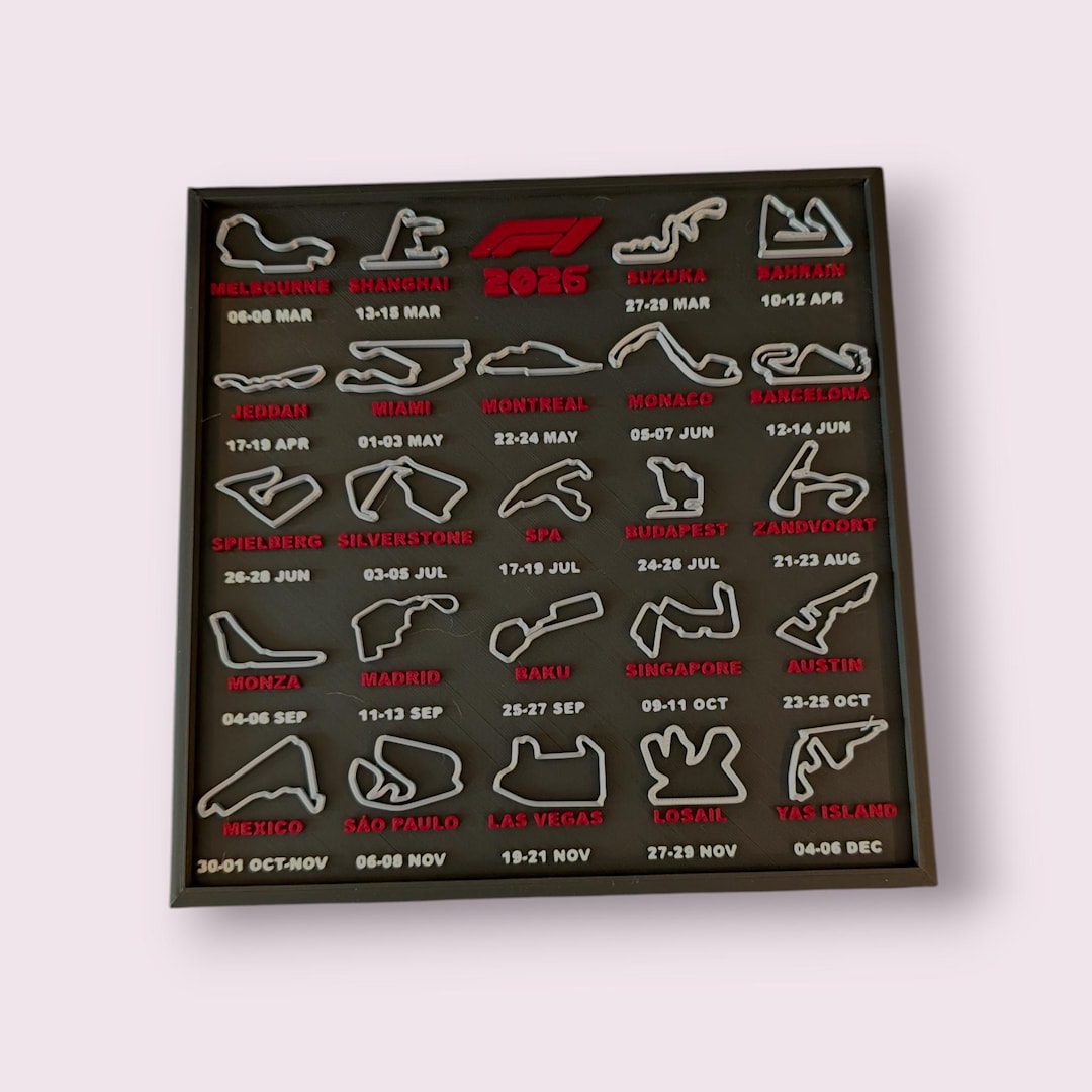 2026 Formula 1 Wall Art Calendar – Complete Race Schedule With Track ...