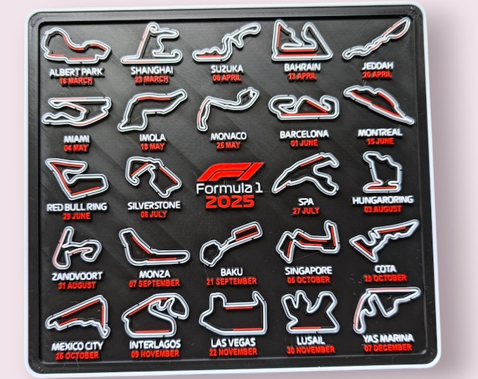 2025 Formula 1 Wall Art Calendar – Complete Race Schedule With Track ...