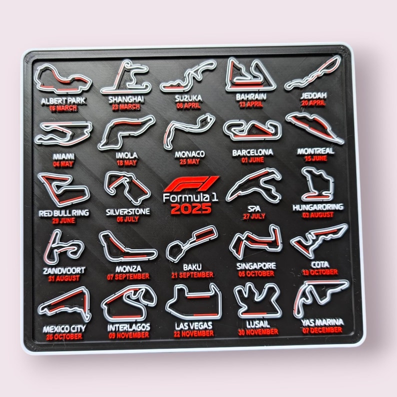 2025 Formula 1 Wall Art Calendar – Complete Race Schedule With Track ...