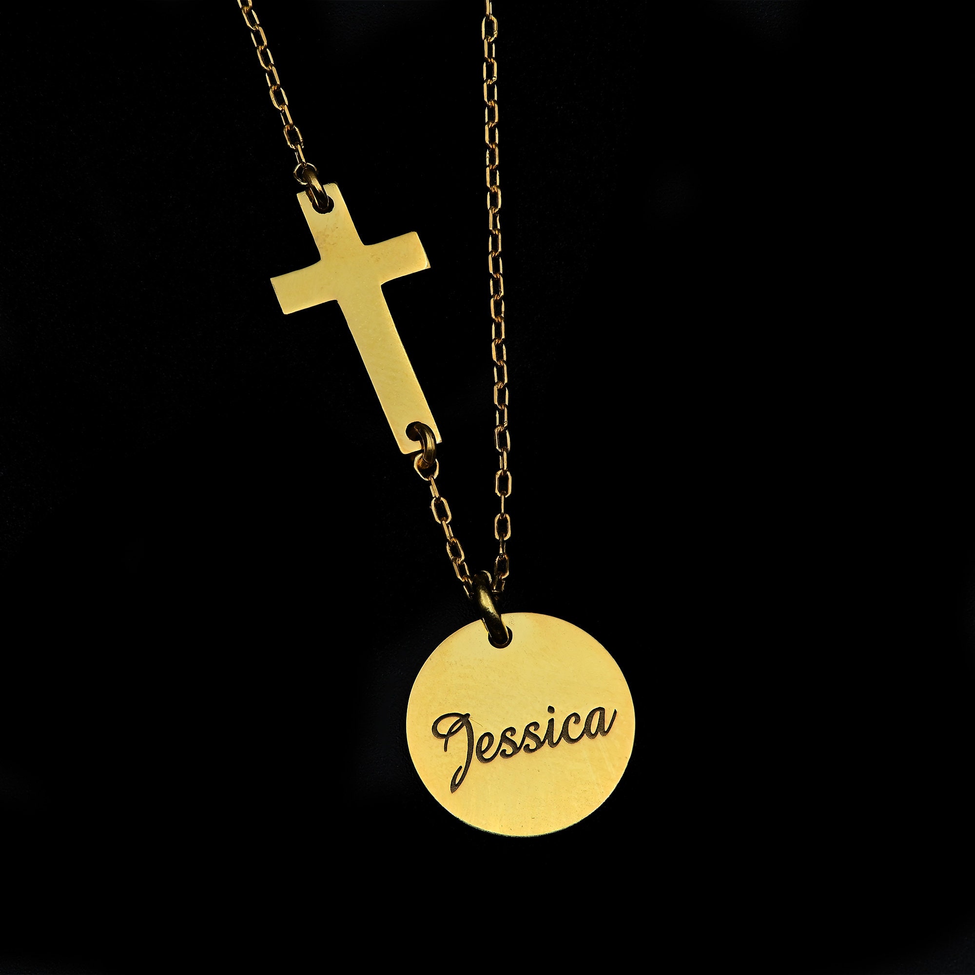 Cross Name Necklace Personalized Cross Necklace Custom Cross | Etsy