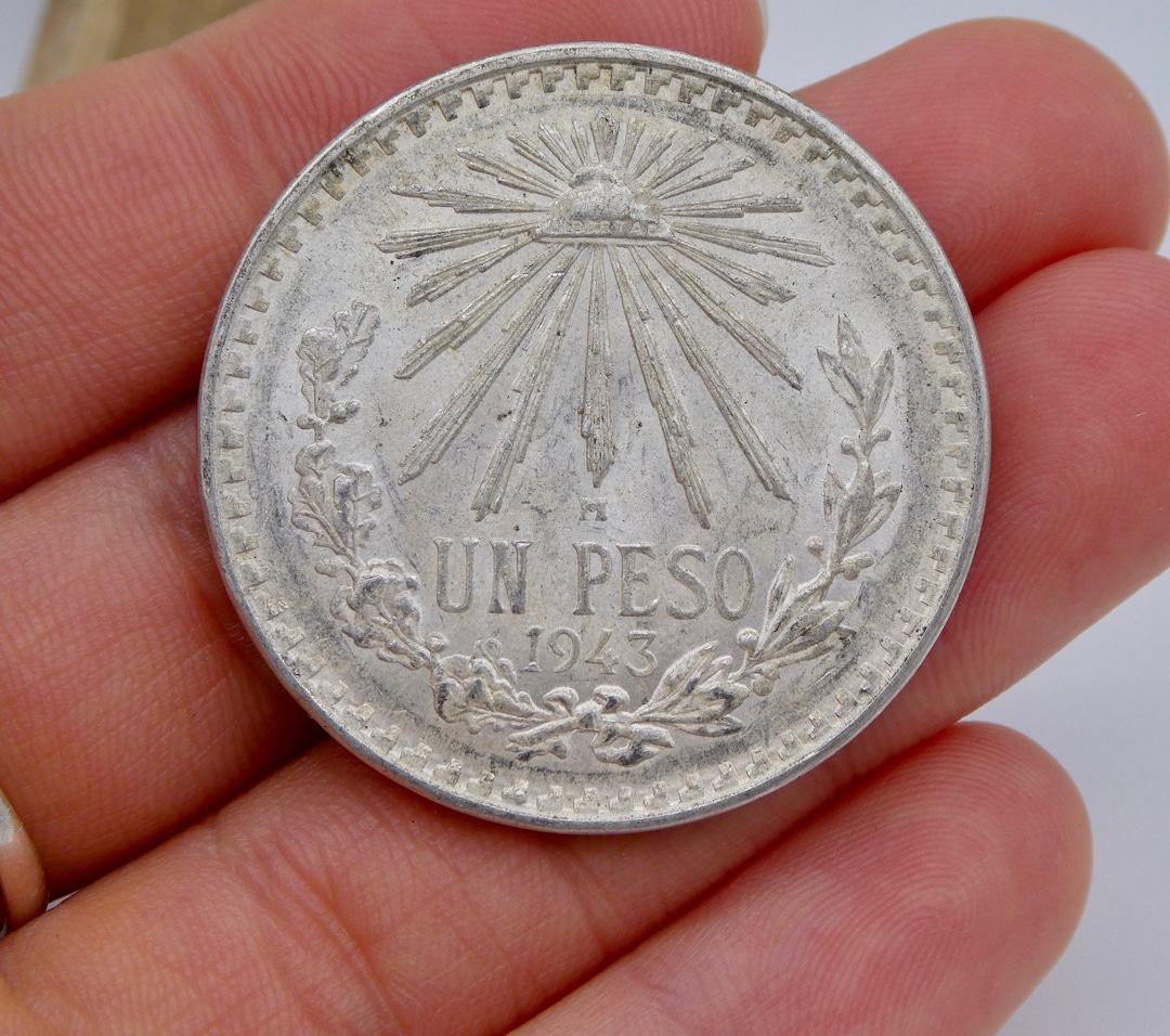1943 Mexican Peso Silver Coin, Un Mexican Peso 0.720 Silver, 1943 ...