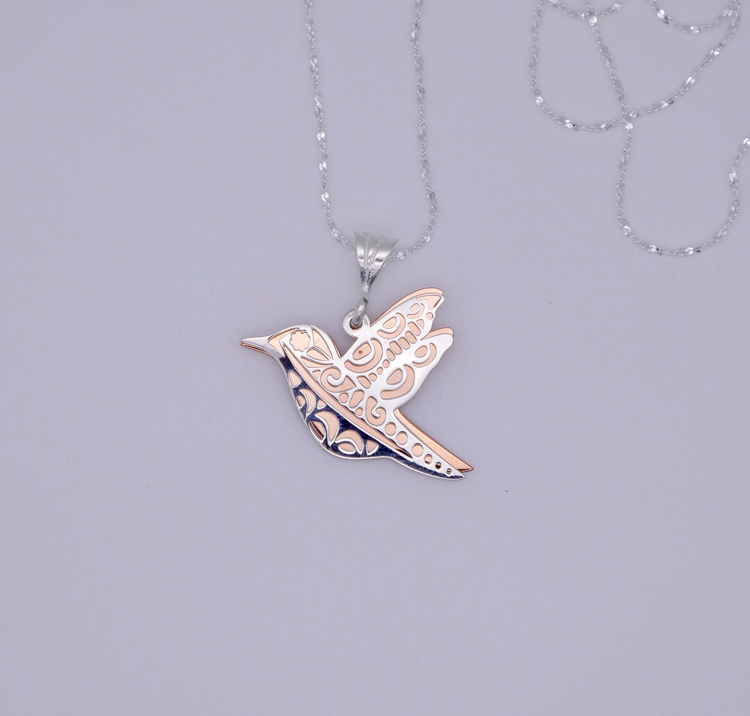 Sterling Silver and Copper Hummingbird Necklace, Sterling Silver/copper ...