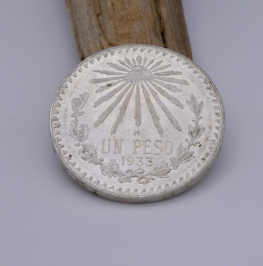 1933 Mexican Peso Silver Coin, Un Mexican Peso 0.720 Silver, 1933 ...