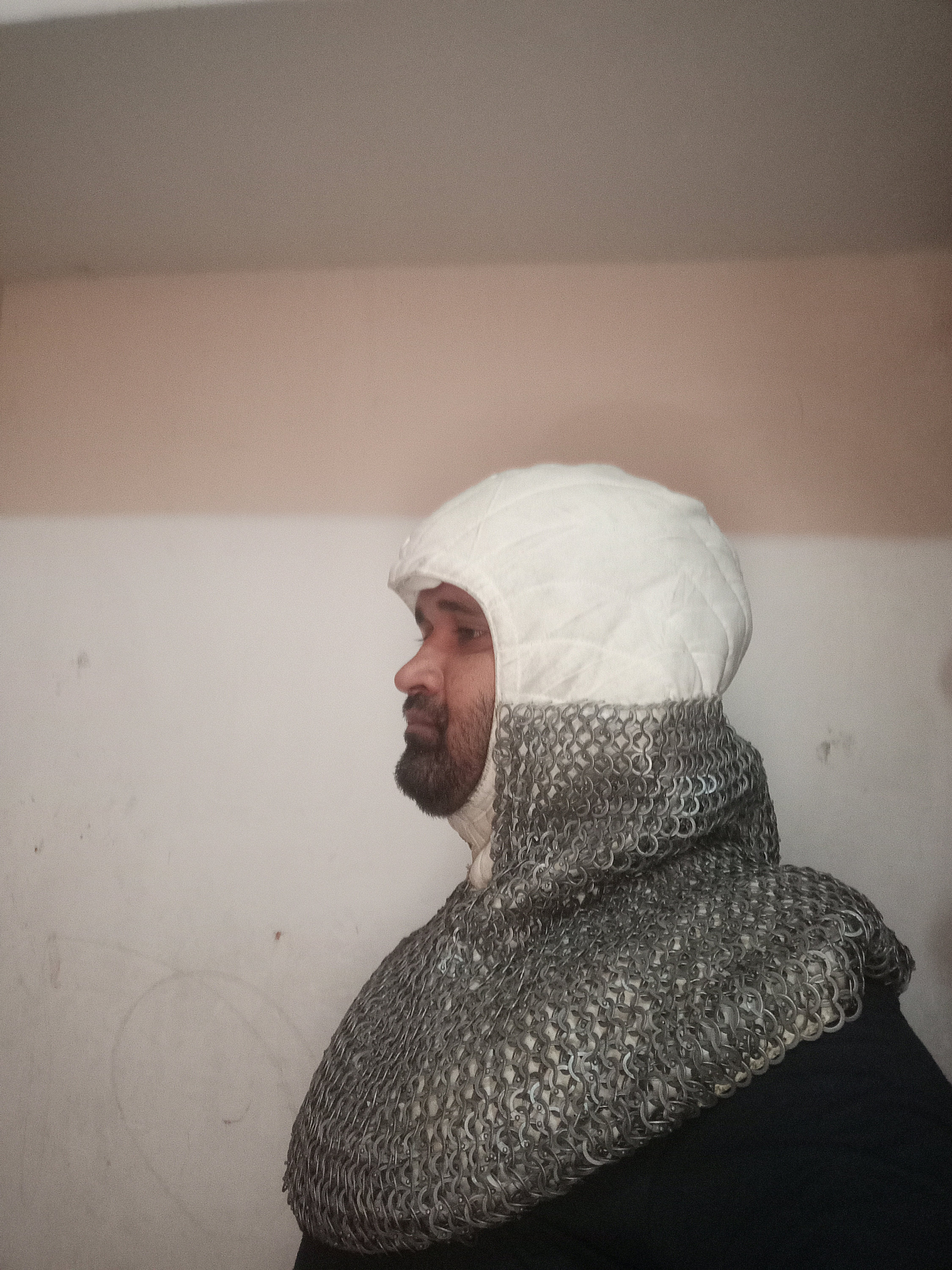 Chainmail Coif Hood With Gambeson Cap, Chainmail Hood,9 Mm Flat Ring ...