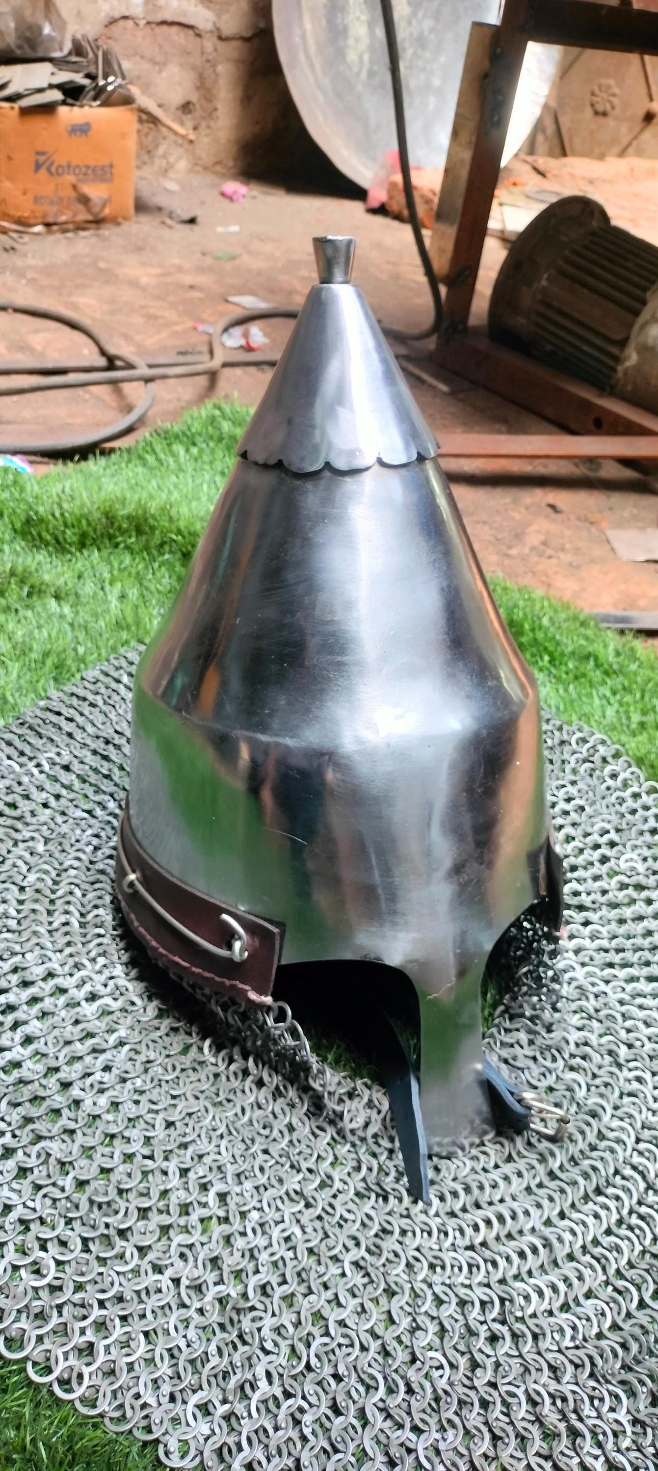 Medieval Rus Conical Helmet – Combat Ready Steel Helmet With Chainmail ...