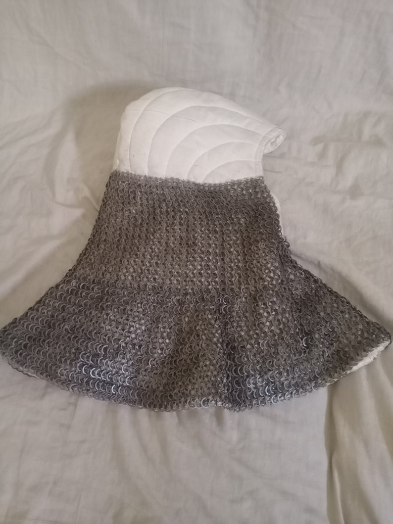 Chainmail Coif Hood With Gambeson Cap, Chainmail Hood,9 Mm Flat Ring ...