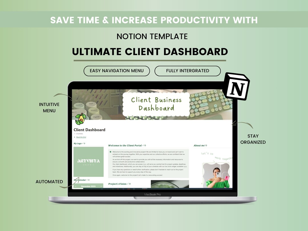 Client Dashboard Notion Template Client Portal Notion Template Digital Business Template for ...