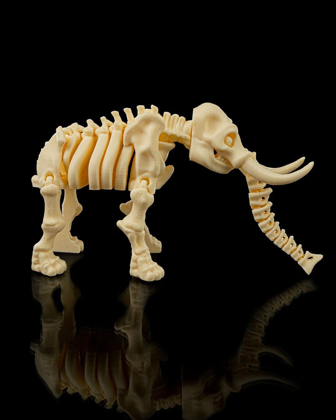 Articulated Skeleton Elephant - 3D Printed Halloween Decor, Gothic Desk ...