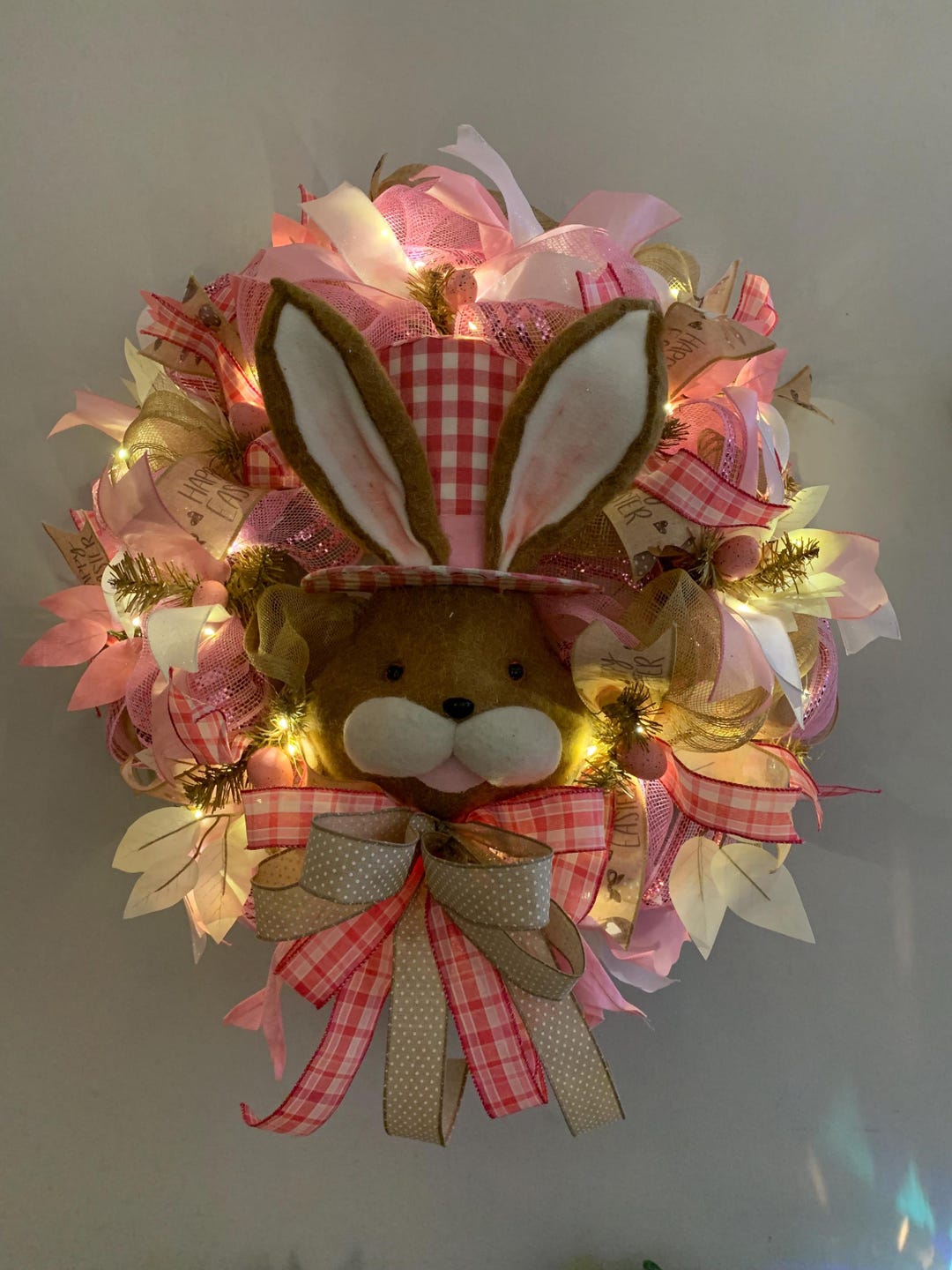 Pre-lit Easter Bunny Wreath, Peter Rabbit Wreath, Easter Wreath With ...