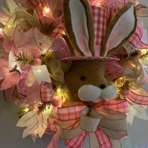 Pre-lit Easter Bunny Wreath, Peter Rabbit Wreath, Easter Wreath With ...
