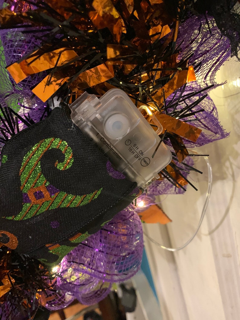 Pre-lit Halloween Remote Control Witch Wreath - Etsy