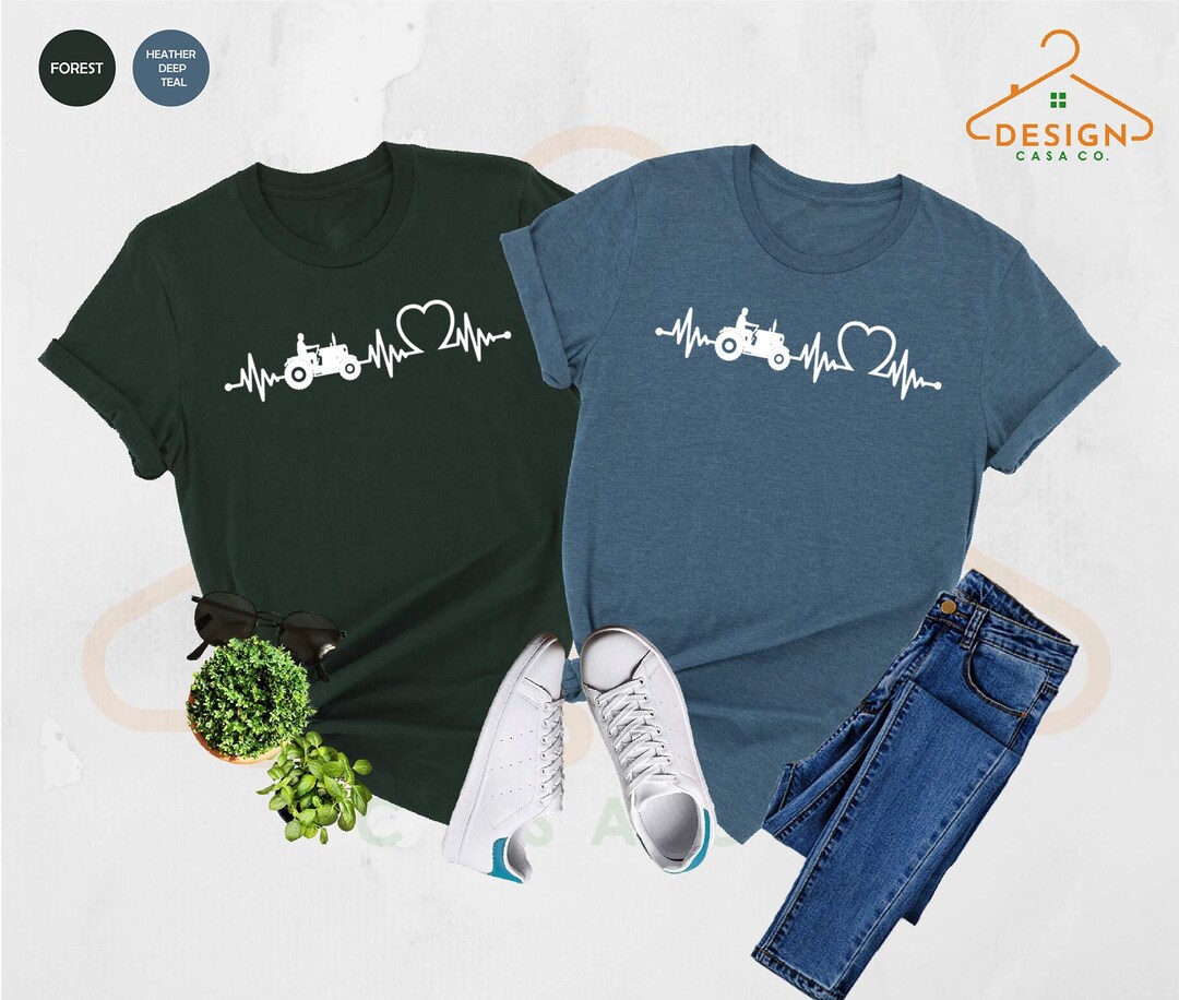 Farmer Heartbeat Line Shirt Tractor Heartbeat Ekg Farm Love Etsy