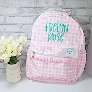 Monogrammed Pink Gingham Backpack With Ruffles: Girls Back-to-school - Etsy